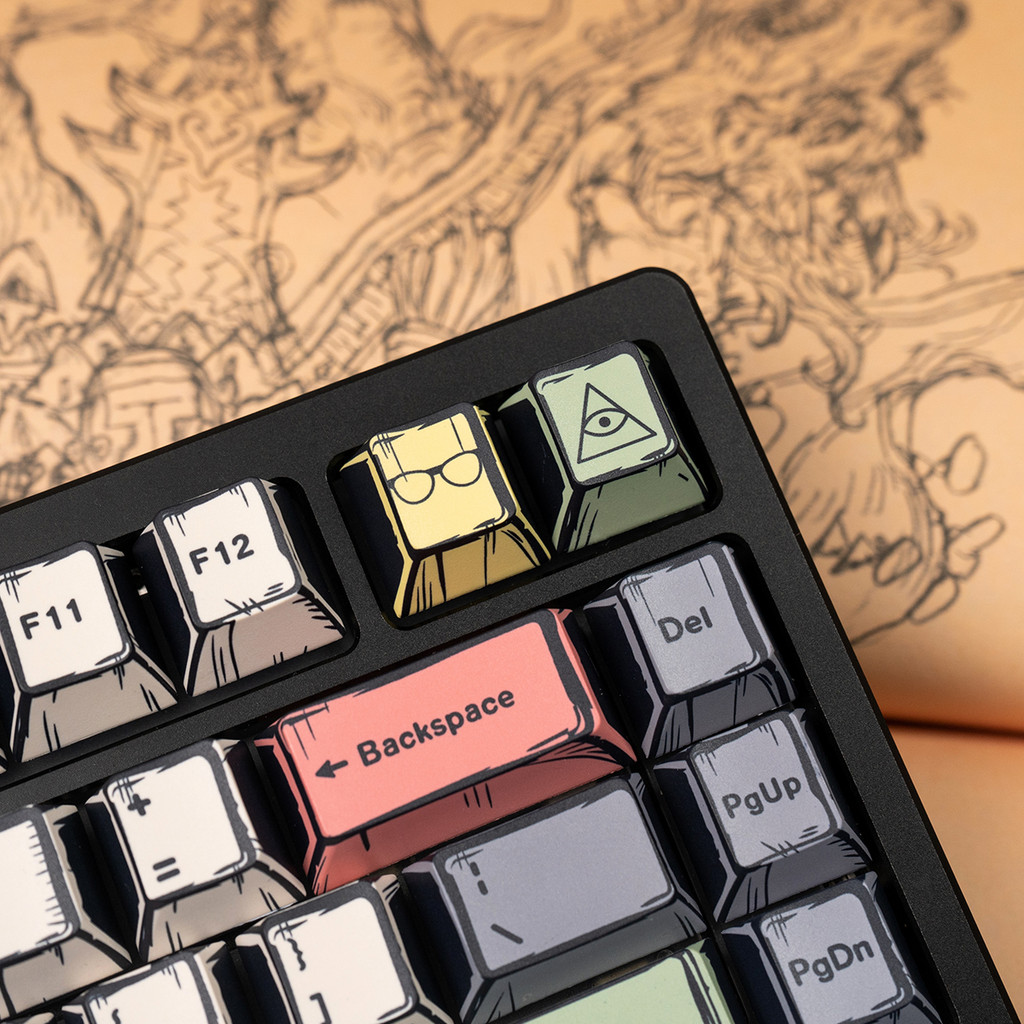 Comic Style Anime Canvas Keycaps PBT Cherry profile or MX Switches ...