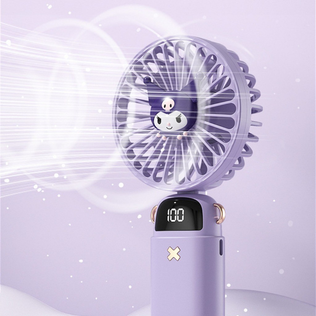 Cartoon Sanrio Kuromi Portable Fan Cinnamoroll Folding Neck Hanging Fan ...