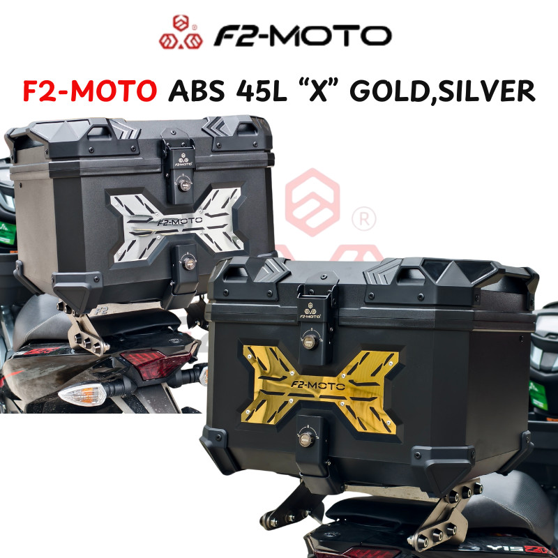 F2 moto ABS 45L Top Box Plate X Gold,Silver, Box Motor Hitam ABS ...