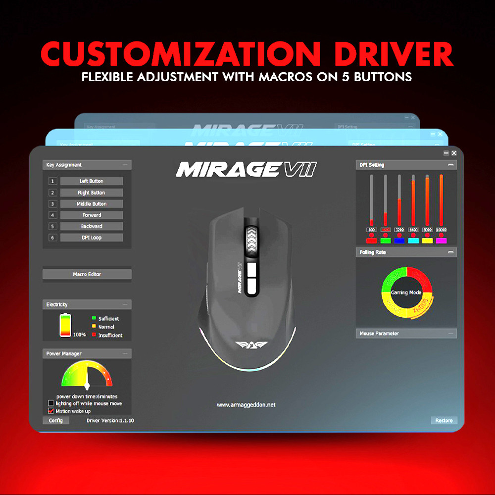 Armaggeddon Mirage VII Bluetooth 5.0 Wireless 2.4G Rechargeable 10000 ...