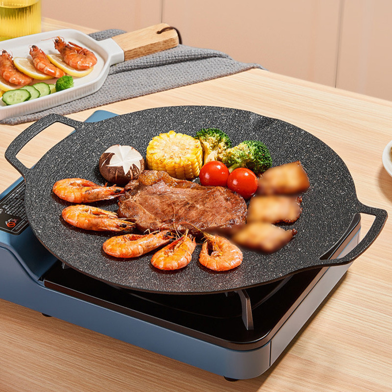 Dual Handle Korean Non Stick Grill Pan Outdoor Picnic Camping BBQ ...