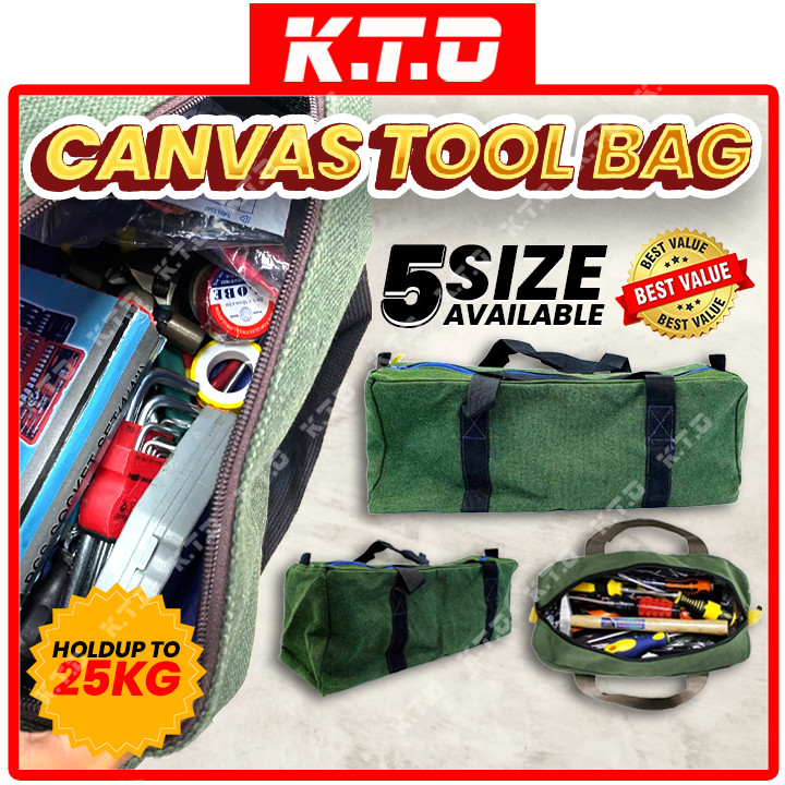 Canvas Tool Bag Zip Heavy Duty Hardware Repair Tools Storage Organizer ...