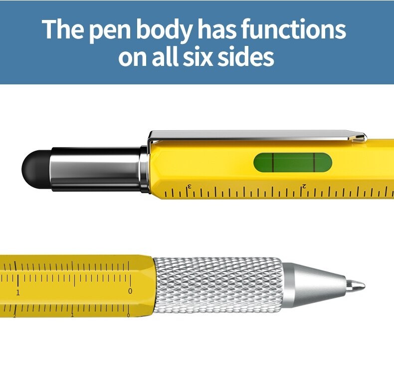6In1 Multifunctional Tool Pen Scale Level Gauge Screwdriver Capacitor ...