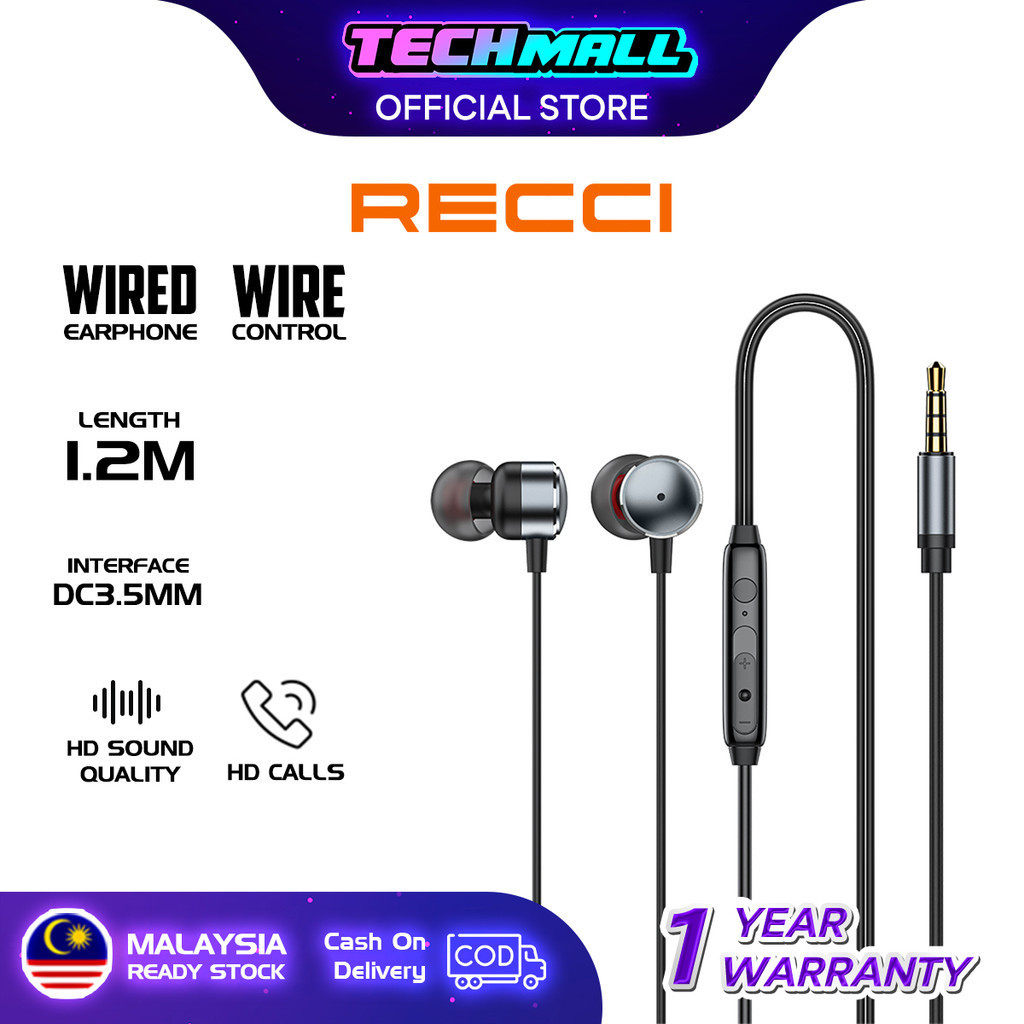 RECCI REP_L37/L38 METAL WIRED EARPHONE (TYPE-C/DC3.5MM) | Shopee Malaysia