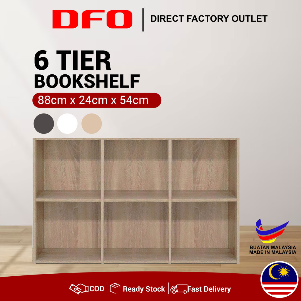 DFO 6 Tier Bookshelf (2Tier x 3)/DIY Utility Shelf/Multipurpose Shelf ...