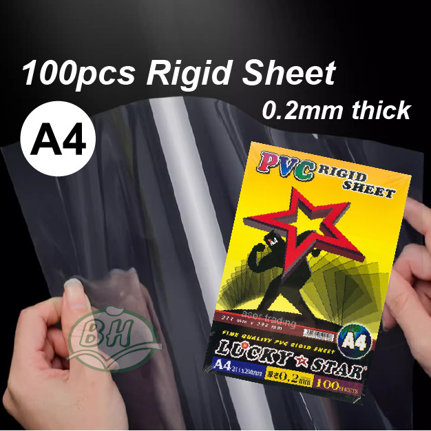 A4 Rigid Sheet 100pcs| Thickness 0.2mm | Transparent Cover/ Plastic Sheet Cover/ Binding Cover ...