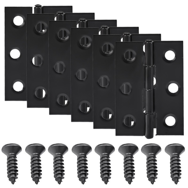 Black Stainless Steel Hinge with Screws - Flat Open 2-inch 6-hole Door ...