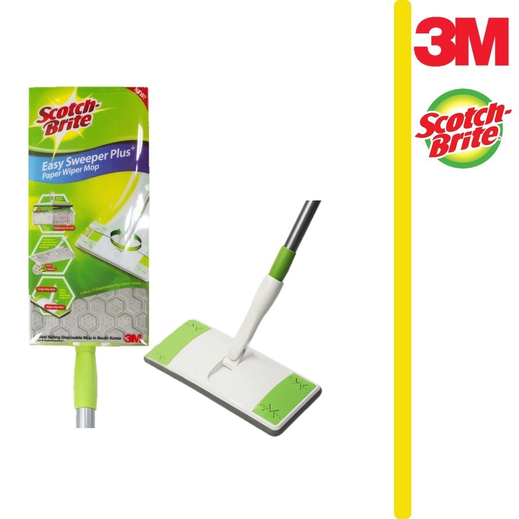 3M Scotch-Brite Easy Sweeper Plus + Paper Wiper Mop Disposable Sheet ...