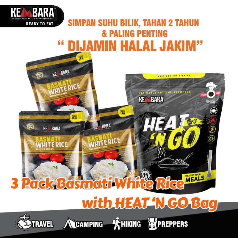 Kembara Meal Basmati White Rice with Heat N Go Warmer Bag (READY TO EAT ...