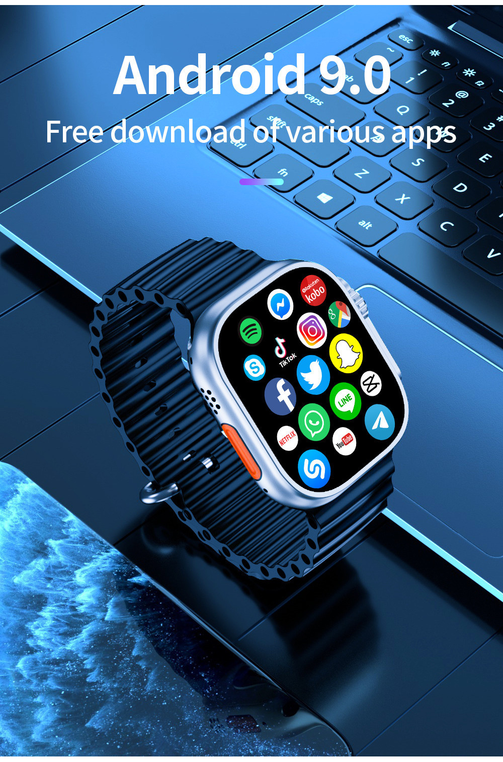 【4G SIM card】S8 Ultra smart watch with sim slot and wifi GS29 ultra 4G ...