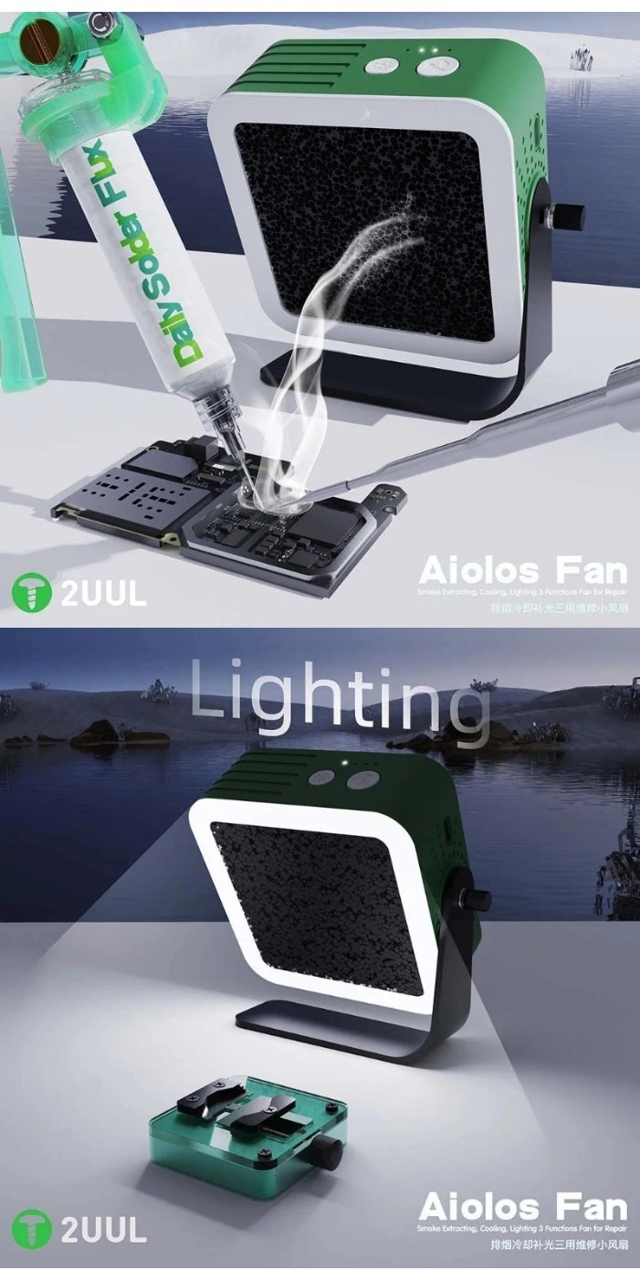 2UUL Alolos Fan Smoke Exhausting Cooling Lighting Three Function Maintenance Fan Desktop Repair ...