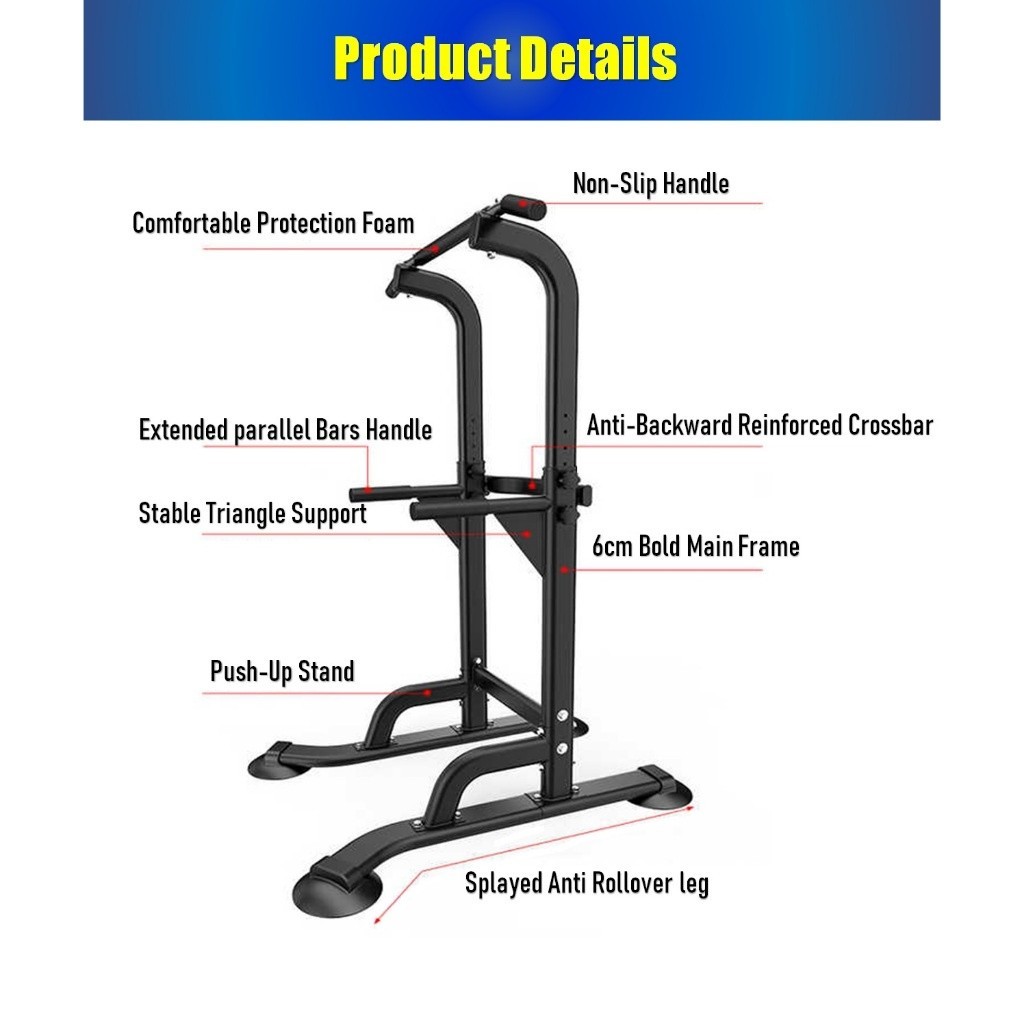 BLH Commercial Dip Stands Power Tower Adjustable Height Pull Up Push Up ...