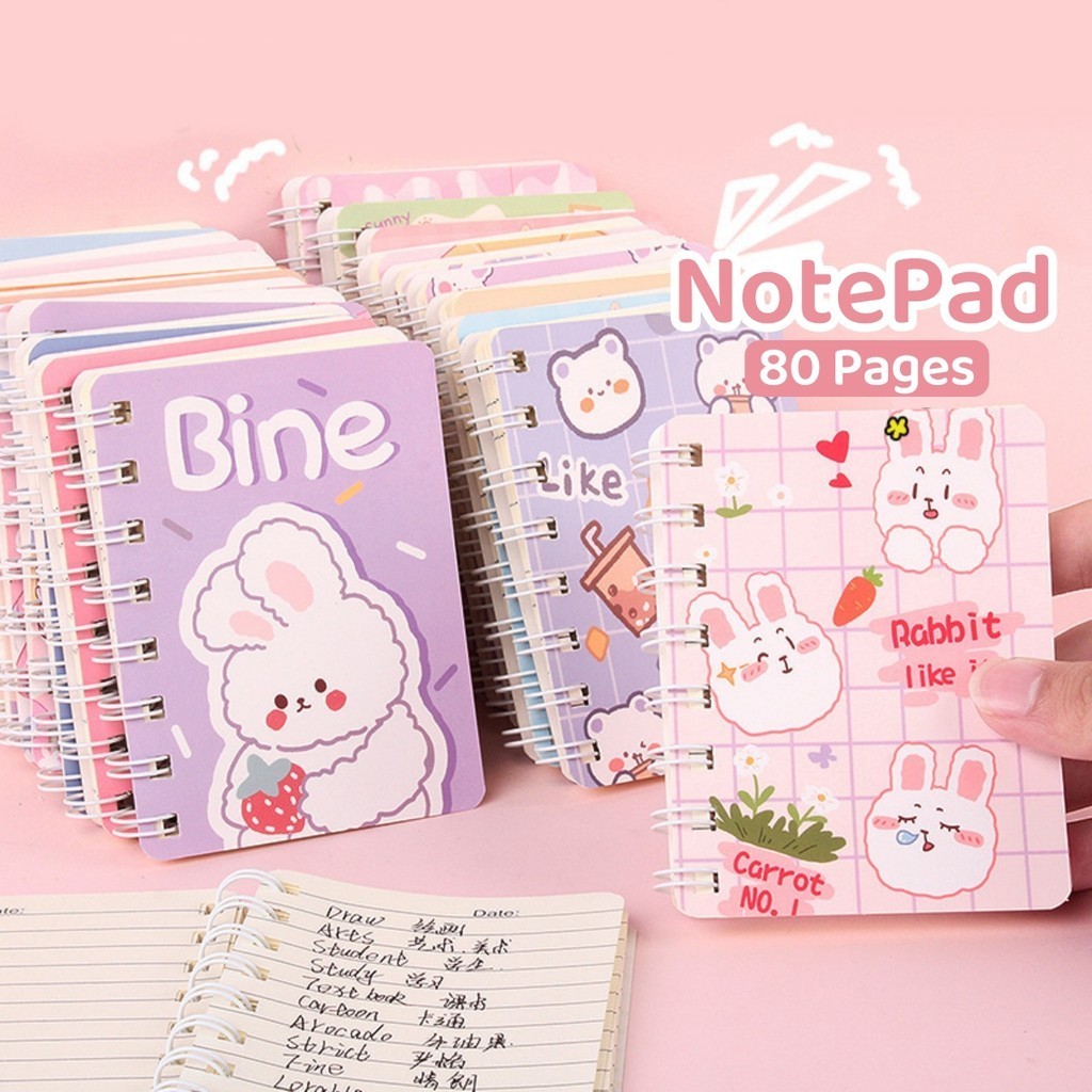 (80 pages) Coil Ring Cute Cartoon Mini Notebook Portable Daily Planner ...