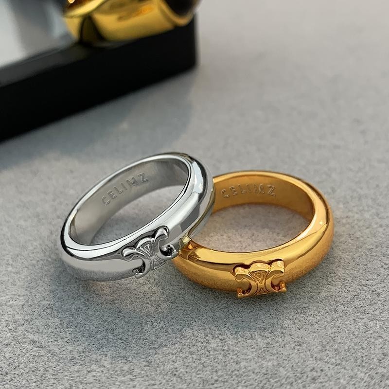 CELINE Gold Pigment Circle Cold Style Ring Women's Niche Design High ...