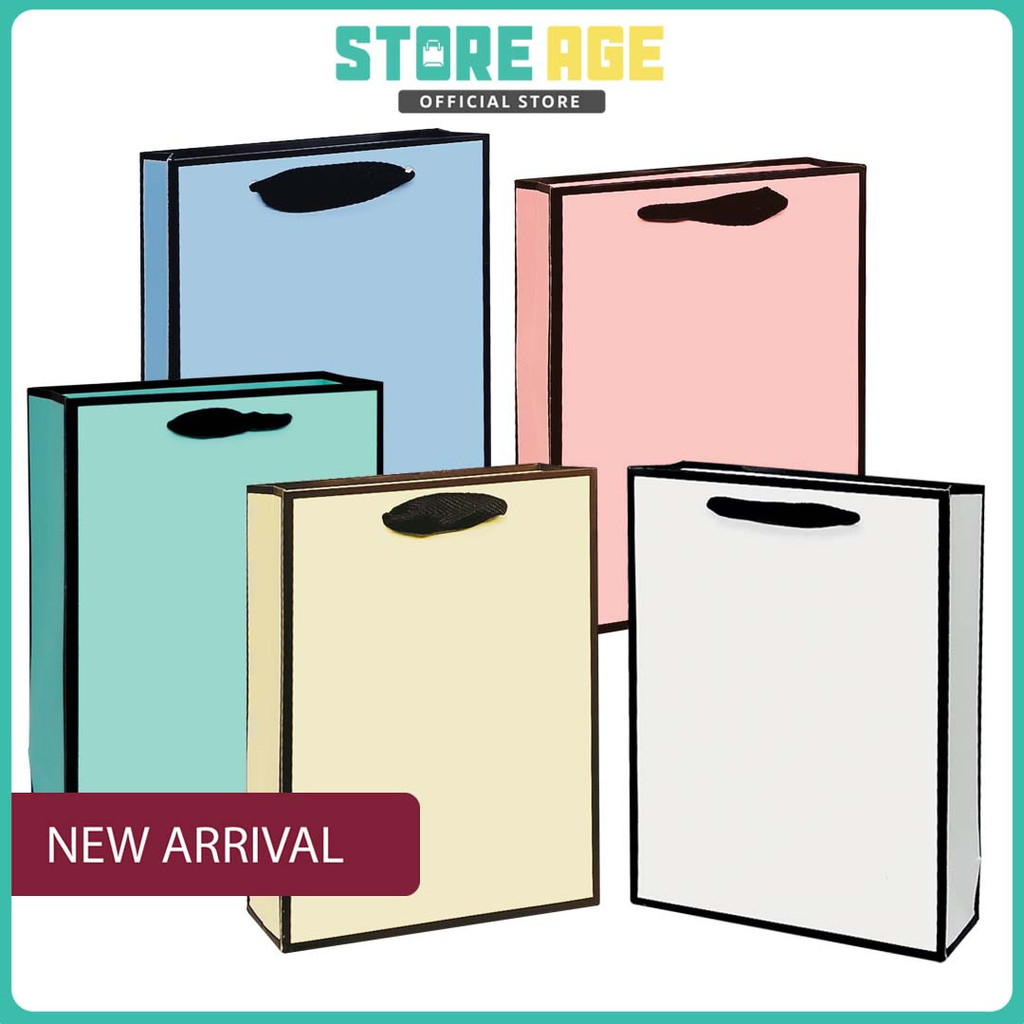 Store Age [12pcs] Premium PB Pastel Matte Paper Bag | Color Paper Bag ...