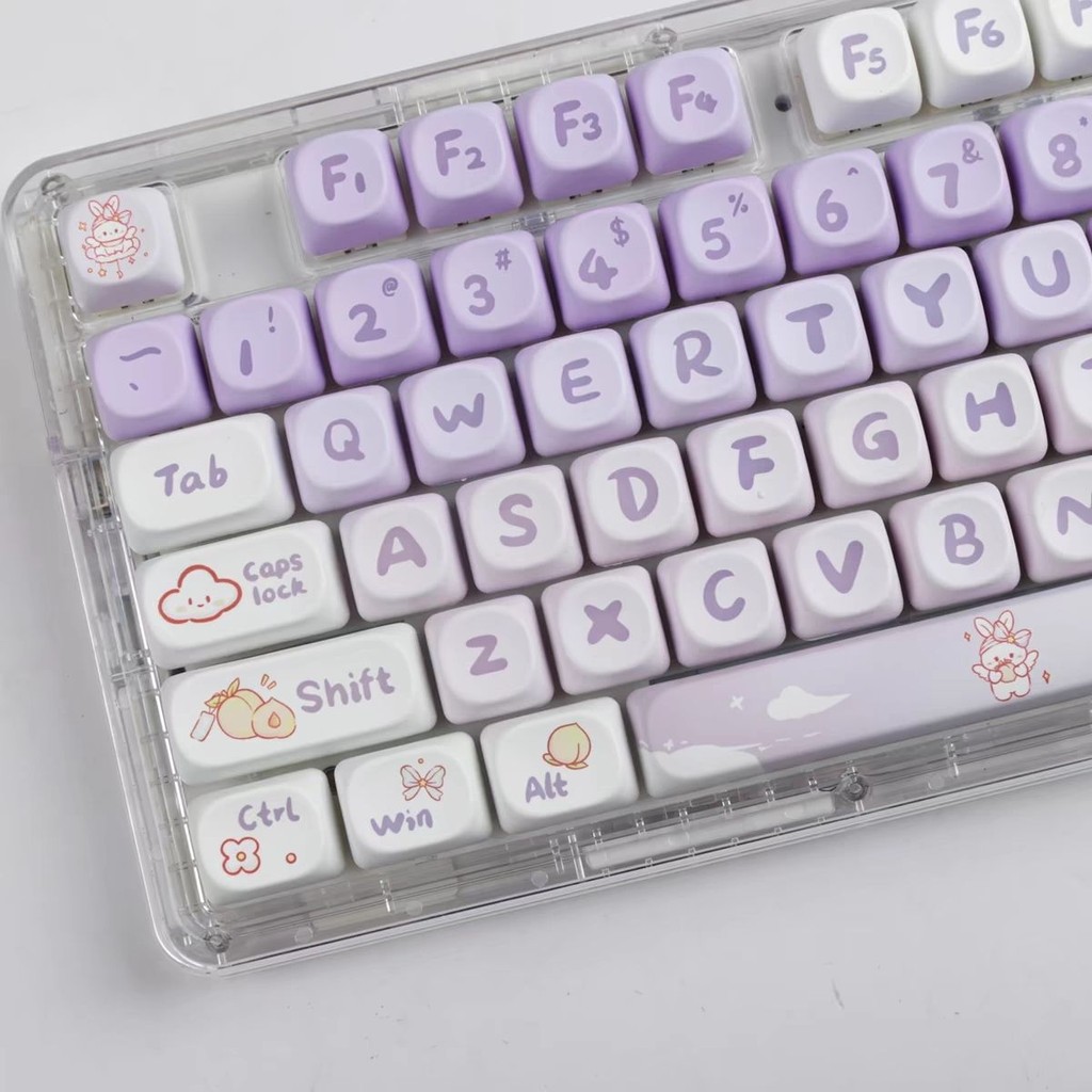 New Keycap Personality Cute MOA High Purple Gradient Rabbit Sublimation ...