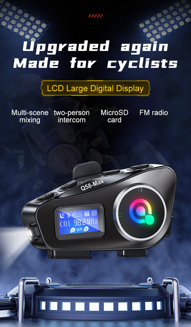 Q58 Max Motorcycle Helmet Bluetooth Intercom Supports Multi-Scene Mixed ...