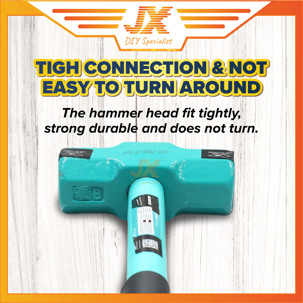 AIWO Sledge Hammer Elastic Handle Vibration Smashing Steel Head ...