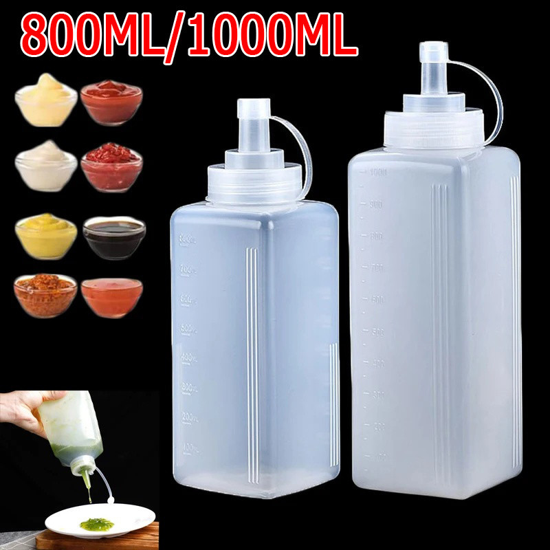 Large Caliber Squeeze Condiment Bottles with Lids / Transparent Plastic ...