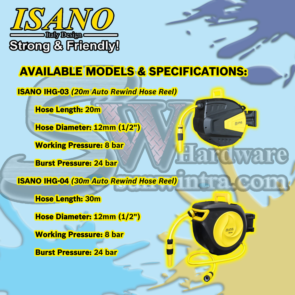 ISANO Auto Rewind Hose Reel Series – 10m, 20m & 30m | High-Pressure ...