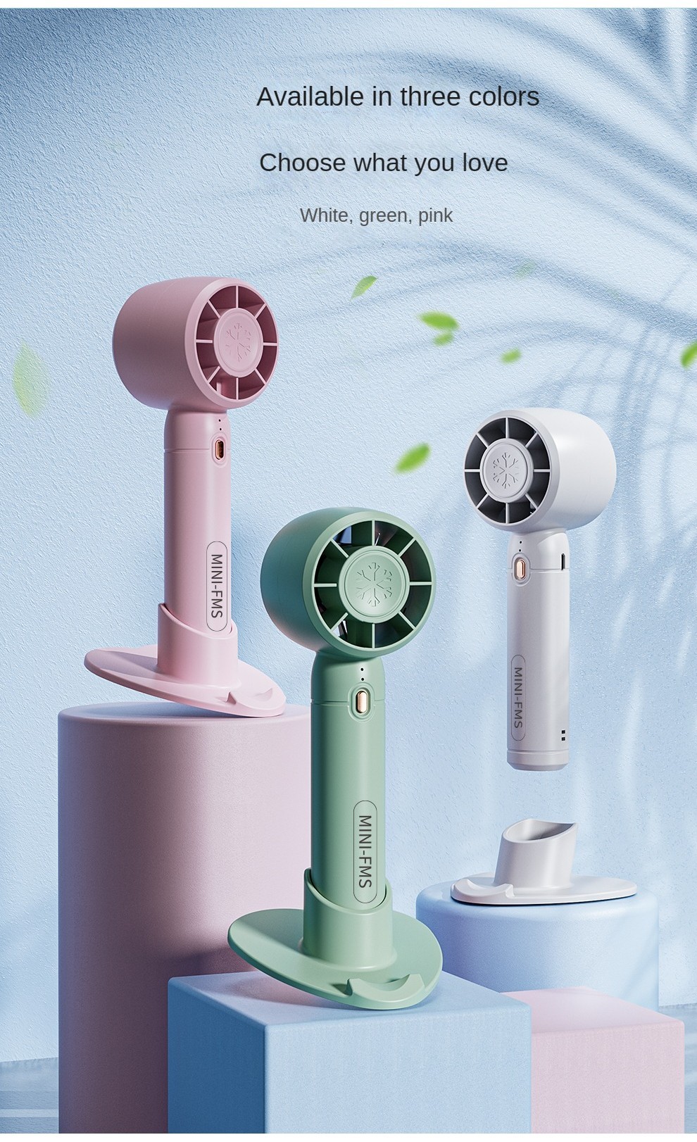 Mini Rechargeable Handheld Fans with 3 Speed Settings USB Charging and ...