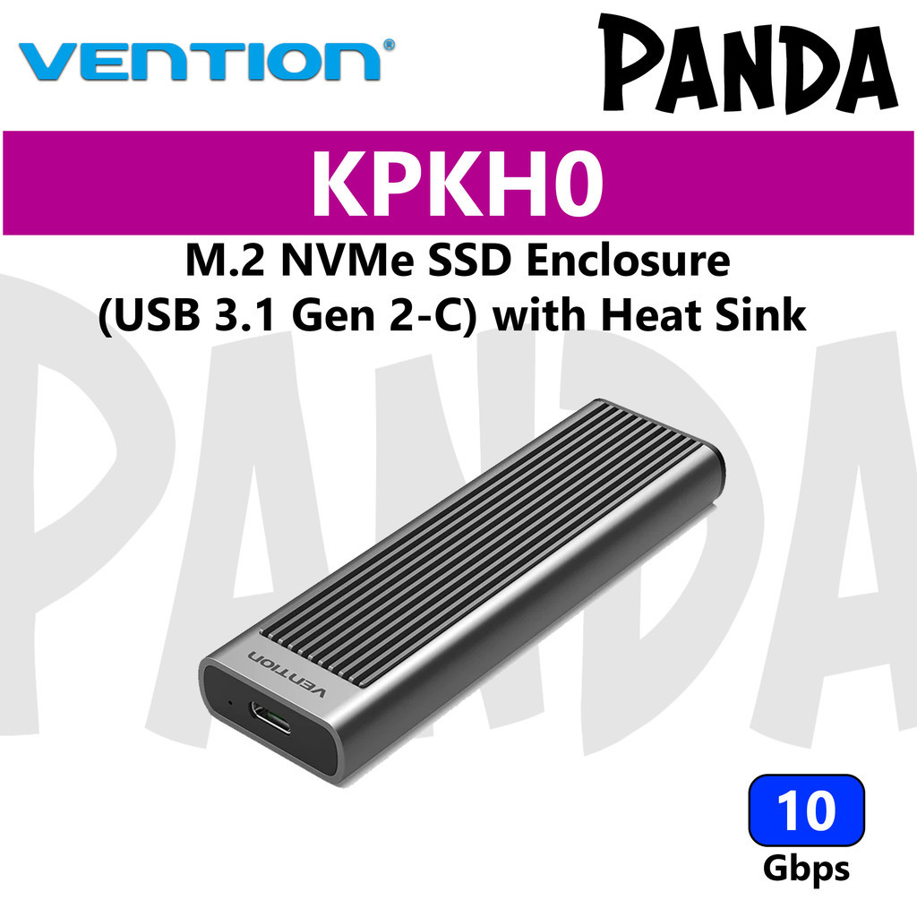 Vention M.2 NVMe SSD Enclosure (USB 3.1 Gen 2-C) with Heat Sink Gray ...