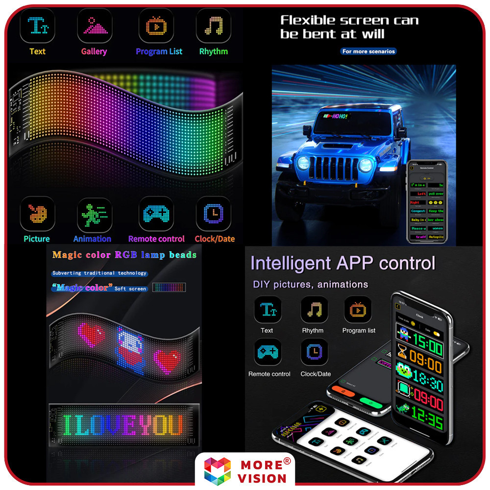 LED Matrix Pixel Panel Bluetooth APP USB Flexible Addressable RGB ...