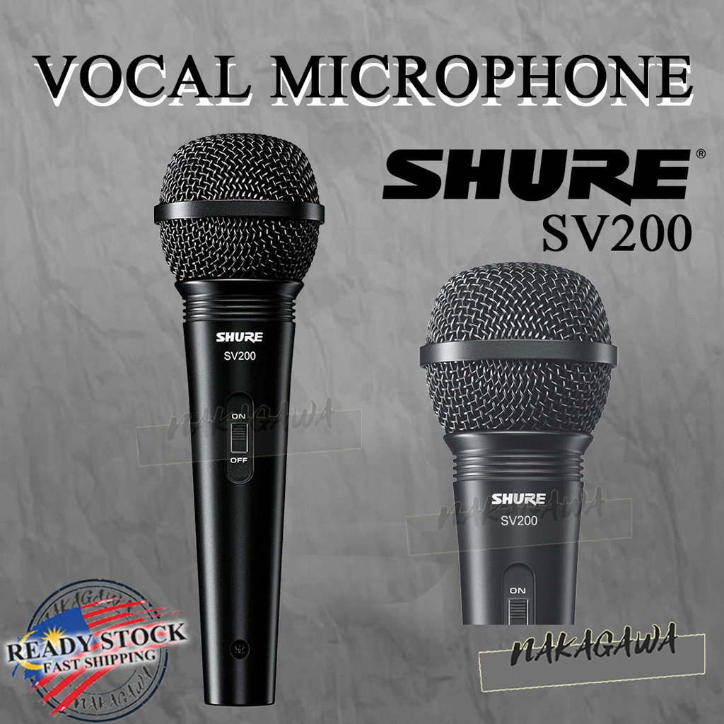 SHURE SV200 DYNAMIC VOCAL MICROPHONE WITH XLR TO QTR CABLE, 6.3 MM ( SV ...