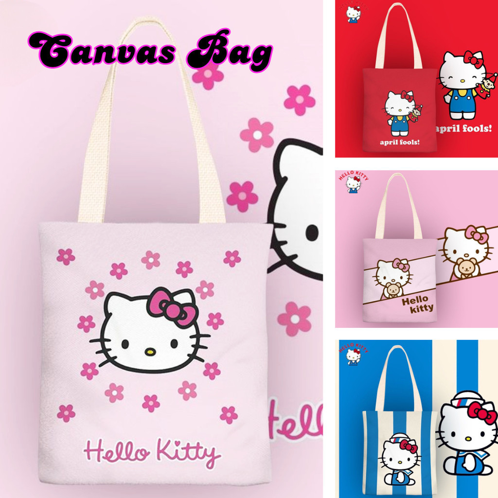Kitty Canvas Bag Women Shoulder bag Simple Student Class Bag Shopping ...