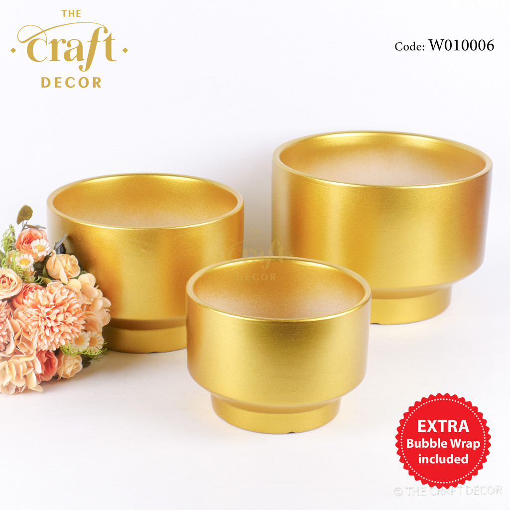 The Craft Decor Matte Gold Ceramic Pot With Drainage Hole | Flower Vase ...