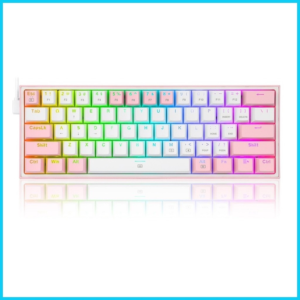 Redragon K617 RGB Fizz Grey-White/Pink-White 60% Wired RGB Gaming ...