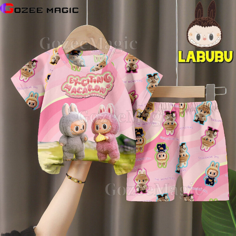 New Labubu Cartoon Pajamas Set Cute Printing Refreshing Summer Boy and ...