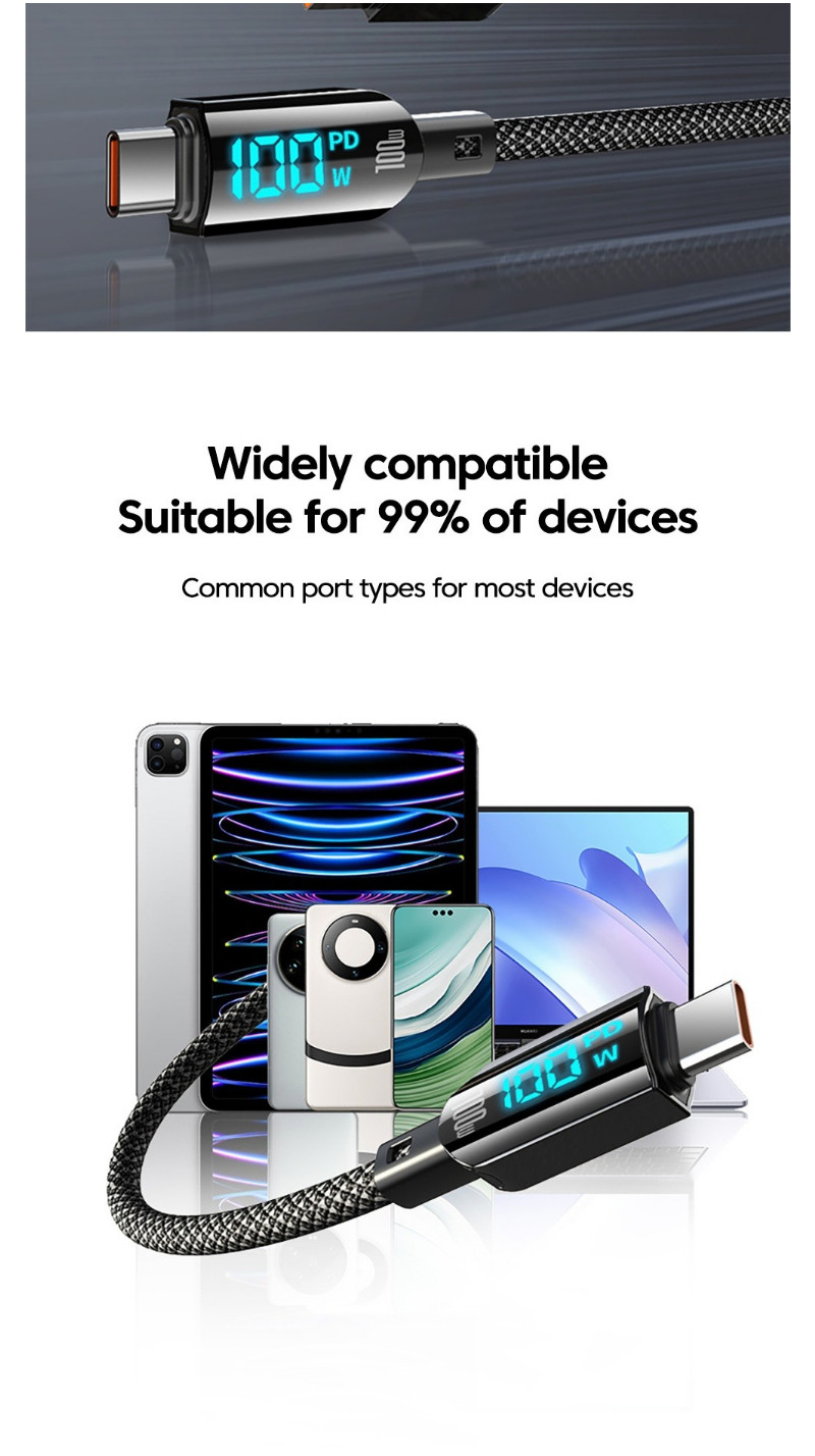 100W USB to Type C Digital Display Cables PD Charging Type C to Type C Cable For Samsung ...