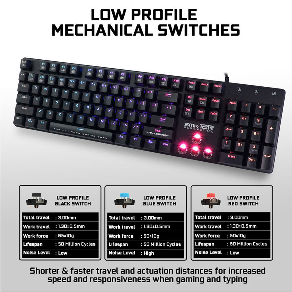 Armaggeddon SMK 12R RGB Kestrel Full Size Mechanical Keyboard |104 Key ...