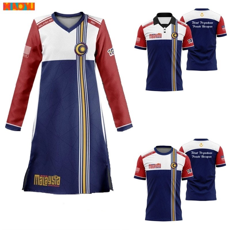 Baju Raya 2024 MALAYSIA Merdeka 67 Muslim Sportswear Stripe Malaysia ...