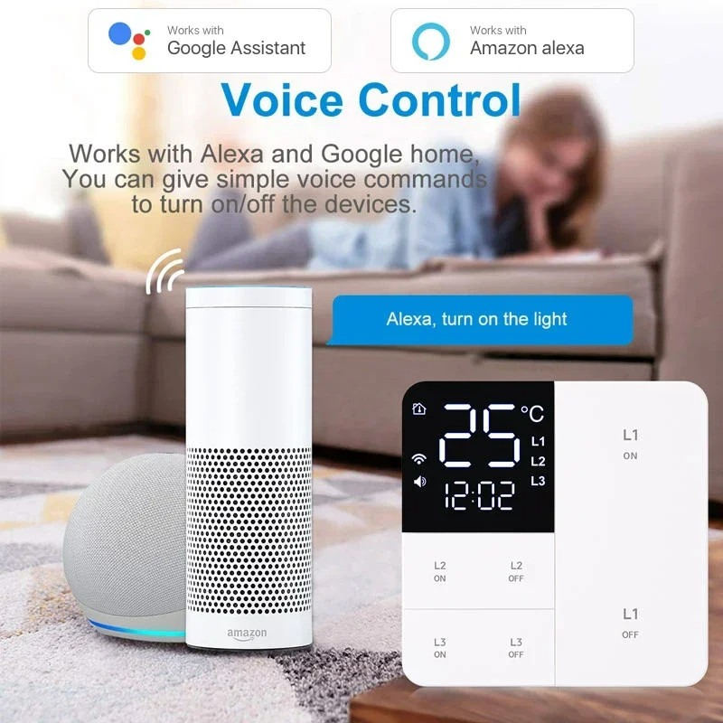 Tuya Smart Wifi Switch With Temperature Time Display Function 100 250v