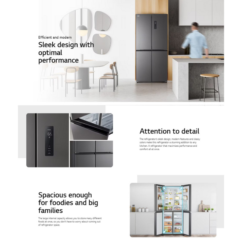 LG GC-B47FFQAB 4 Door Fridge Multi Air Flow Smart Inverter GCB47FFQAB ...