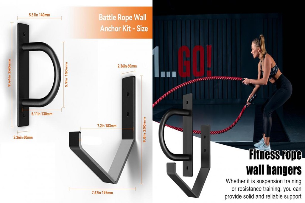 MO Fitness Rope Wall Rack Premium Battle Rope Wall Mount Kit for Home ...