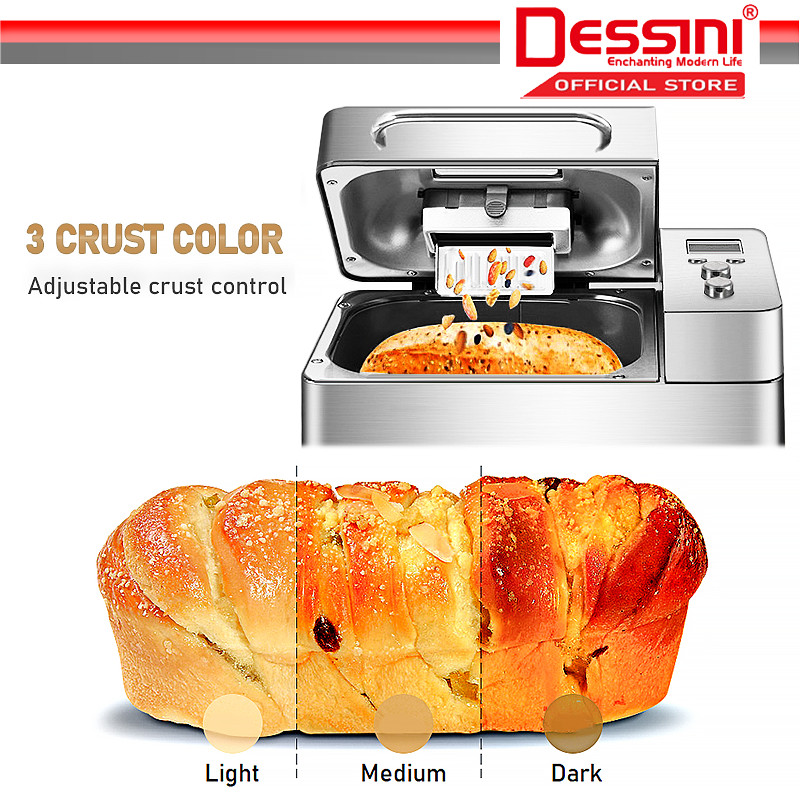 DESSINI ITALY 15-In-1 Programmes 1KG LCD Automatic Bread Maker ...