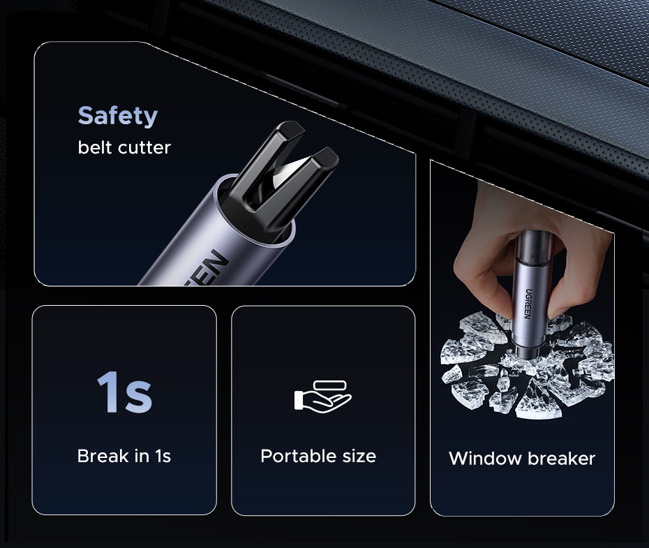 UGREEN 2 In 1 Car Safety Hammer Window Breaker Seat Belt Cutter Vehicle ...