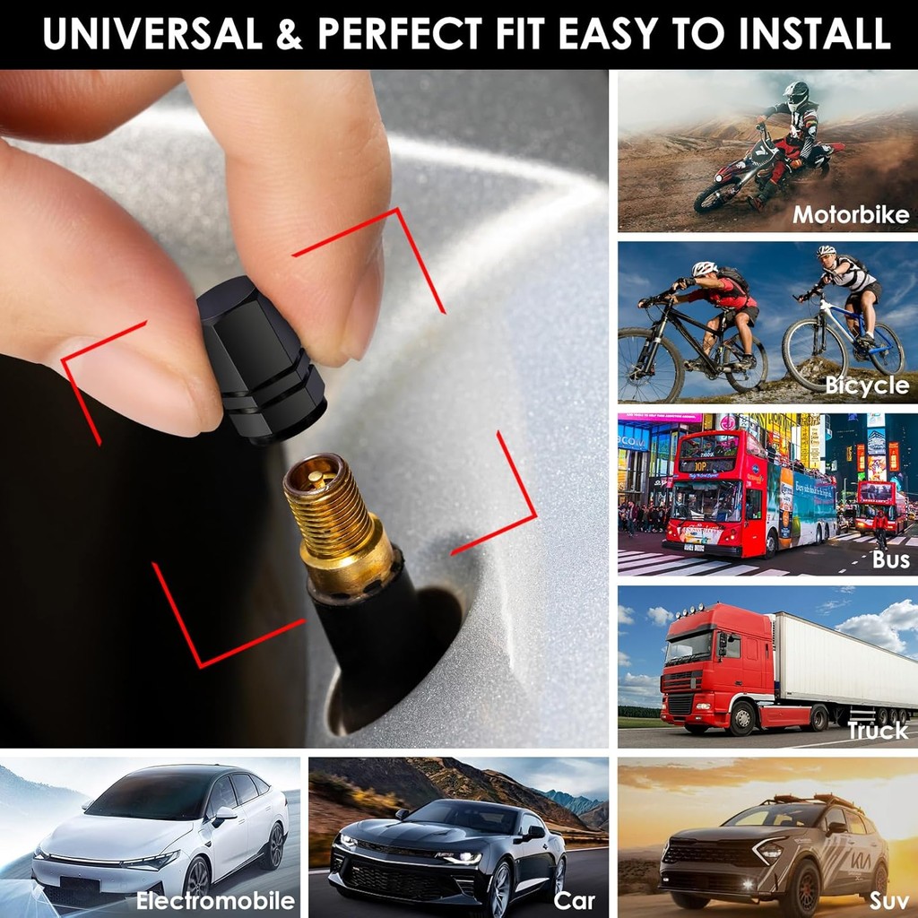 4Pcs Universal Tyre Wheel Air Valve Caps Car Truck Bike Motorcycles ...
