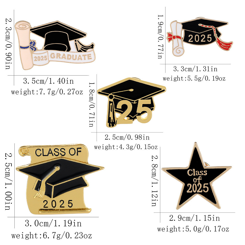 Class of 2025 Bachelor Cap Enamel Pins Brooches Lapel Badges Funny Star ...