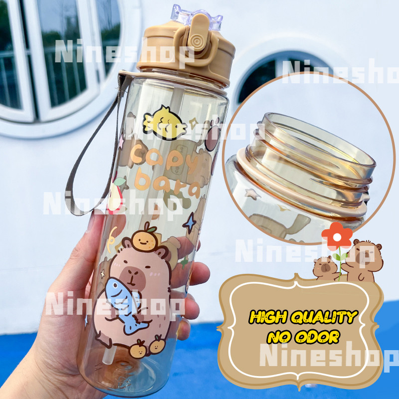 800ml Botol Air Capybara Kuromi Cinnamoroll Water Bottle Kids Straw Bpa ...