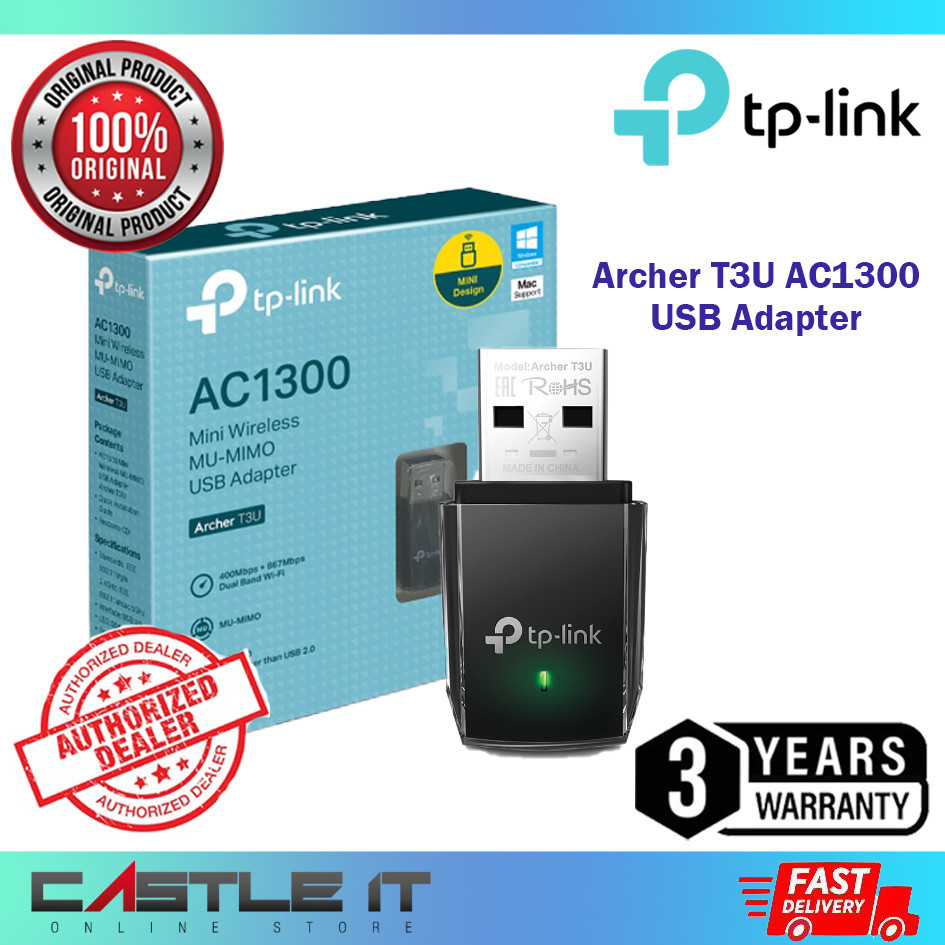 TP-Link Archer T3U AC1300 USB WiFi Adapter Dual Band Mini Wireless ...