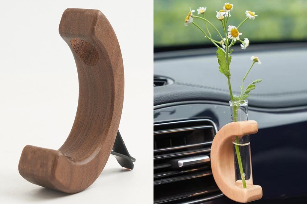 Flower Arrangement for Vehicle Car Flower Vase Clip Handcrafted Wooden ...