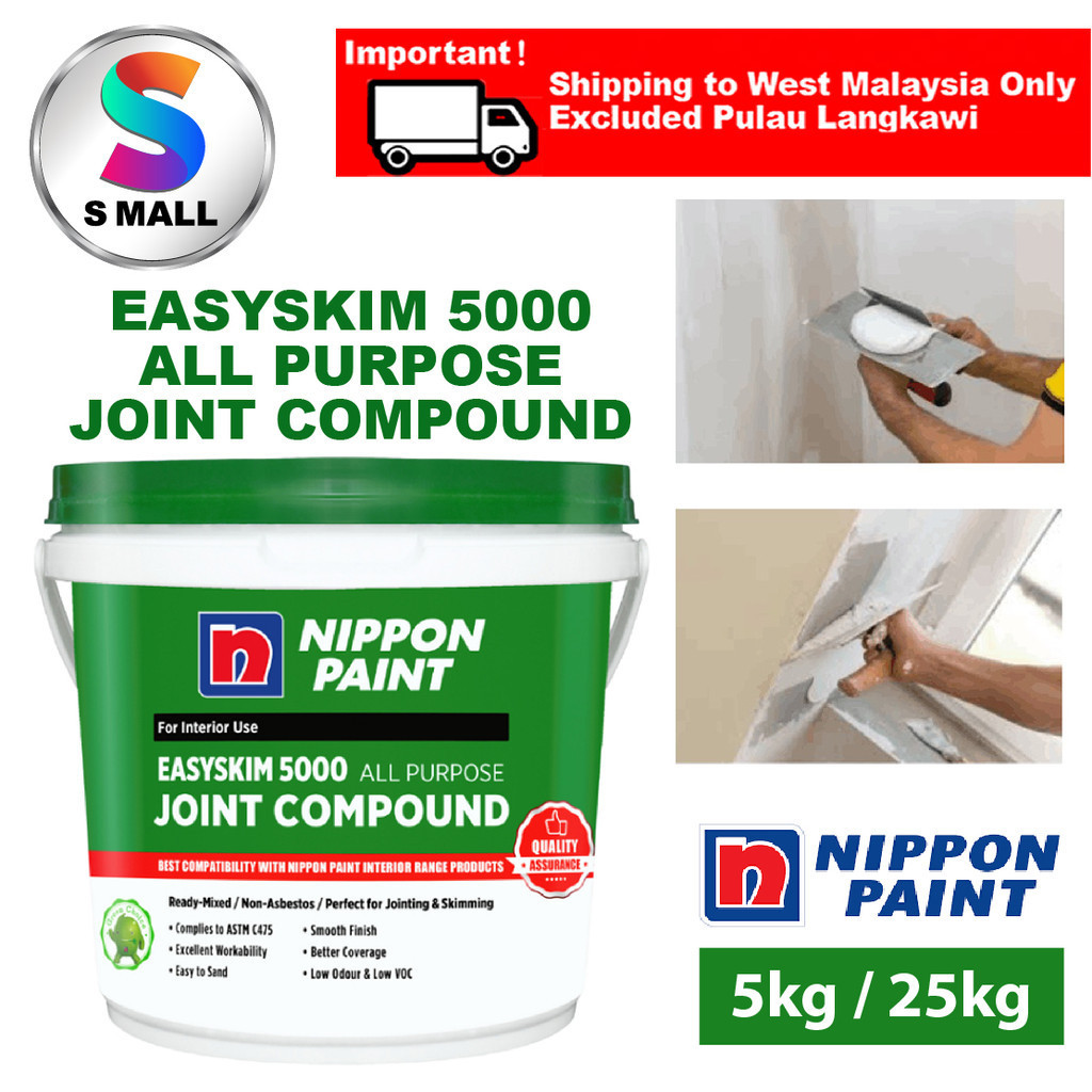 5kg 25kg NIPPON PAINT Easyskim 5000 Cement Plaster Simen Tutup Lubang ...