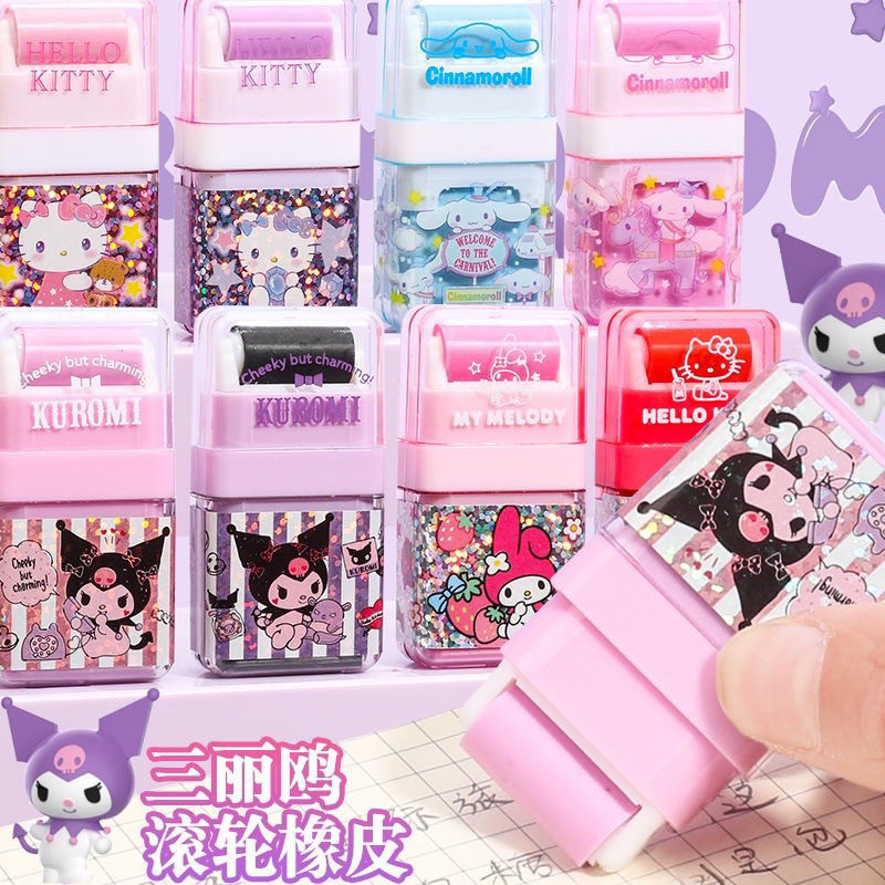 Sanrio Eraser Kuromi Cinnamoroll Pochacco My Melody Cartoon Roller Eraser Student Stationery ...