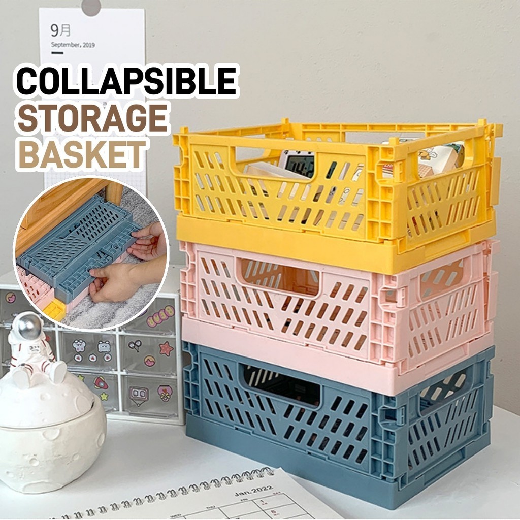 (Extra Large) Foldable Storage Basket Collapsible Crate Rack Container ...