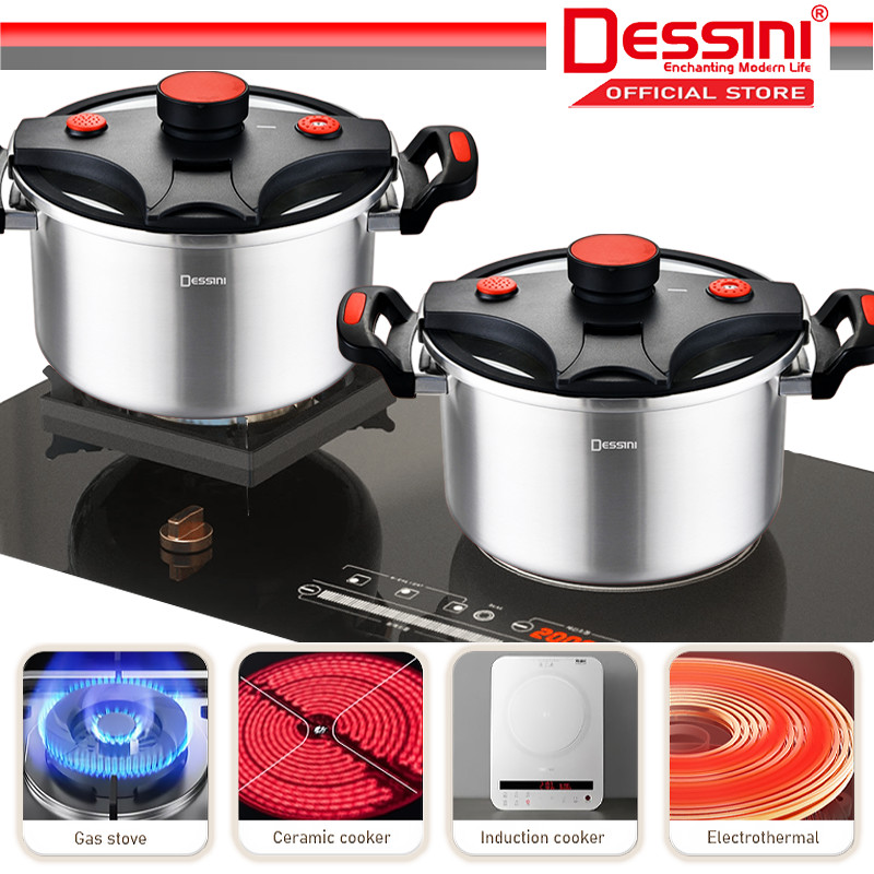 DESSINI ITALY Non-Stick Stainless Steel Induction Pressure Cooker ...