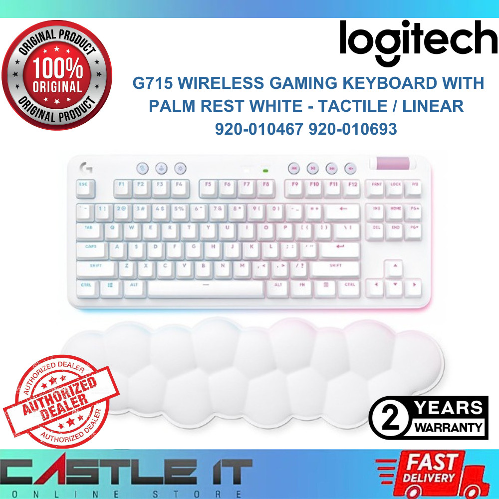 Logitech G715 Wireless Gaming Keyboard with Palm Rest WHITE - Tactile ...
